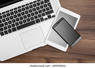 Modern Desk Laptop Tablet Stock Photo (Edit Now) 569956222