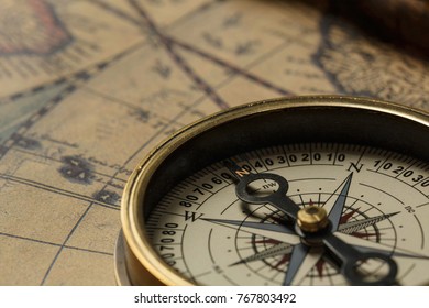 Retro Compass Old Map Stock Photo (Edit Now) 767803492