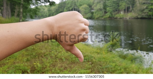 Right Human Hand Thumbs Down Nature Stock Photo 1156307305 | Shutterstock