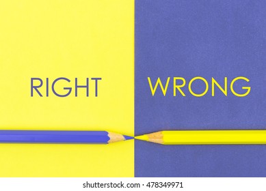 Right Versus Wrong Contrast Concept Yellow Stock Photo 478349971 ...