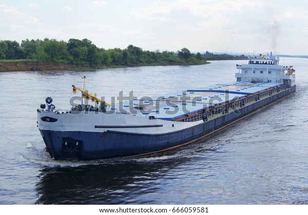 River Cargo Ship Stock Photo (Edit Now) 666059581