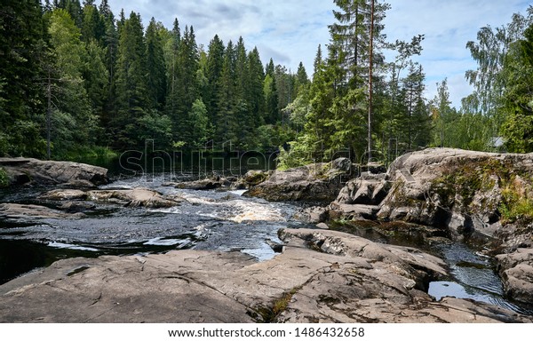 River Flows Over Rocks Through Woods Stock Photo (Edit Now) 1486432658