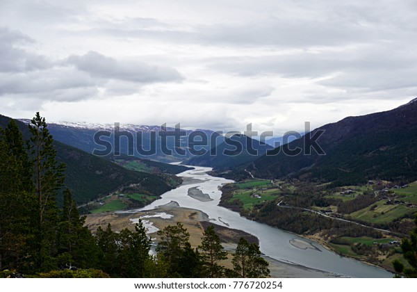 River Valley Between Two Mountain Ranges Stock Photo 776720254 ...