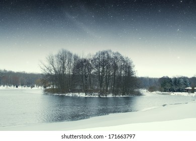 River Winter Night Elements This Image Stock Photo 171663797 | Shutterstock