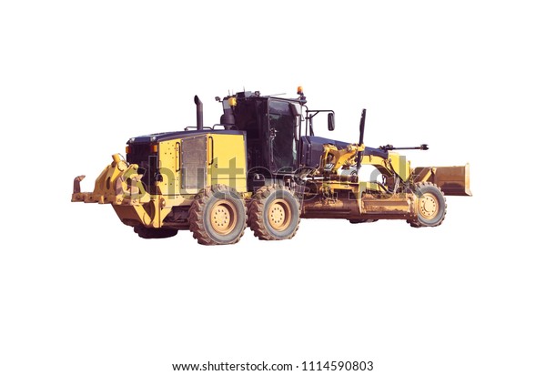 Road Grader Isolate On White Background Stock Photo 1114590803 ...