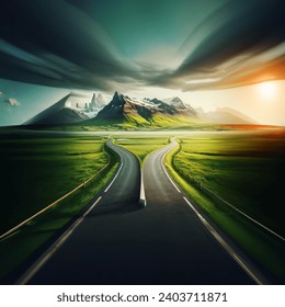 Road Sign Split Interjection Road Splits AI-generated image 2403711881 ...