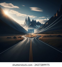 「Road Sign Split Interjection Road Splits」のAI生成画像、2400071389 | Shutterstock