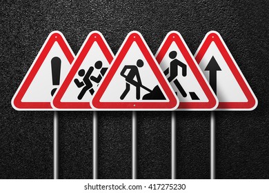 Road Signs Triangular Shape Placed Row Stock Photo 417275230 | Shutterstock