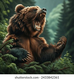 Ferocious Bear Laying On One Sides AI-generated image 2390668649 ...