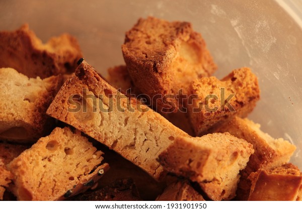 Roasted Bread Cubes Crispy Breads Croutons Stock Photo (Edit Now ...