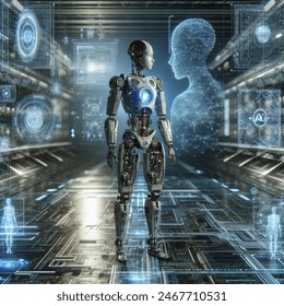 Create High-tech Futuristic Scene Depicting Artificial AI-generated ...