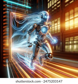 Robot Race Competition Running Cyborg Futuristic AI-generated image ...