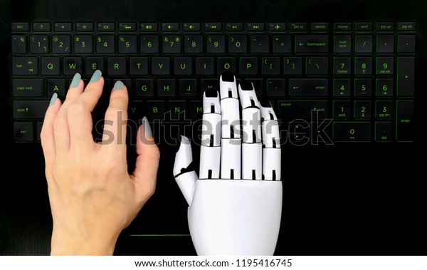 Robot Concept Chatbot Human Hand Robot Stock Photo 1195416745 ...