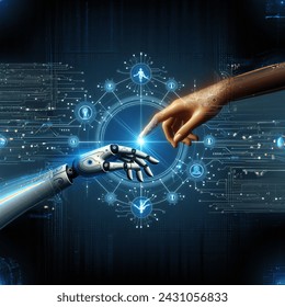 Human Hand Robot Hand Line Connection AI-generated image 2491126753 ...