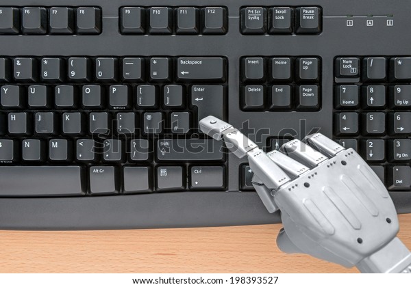 Robot Hand Typing On Computer Keyboard Stock Photo (Edit Now) 198393527 Robot Hand Typing On Computer Keyboard Stock Photo (Edit Now) 198393527