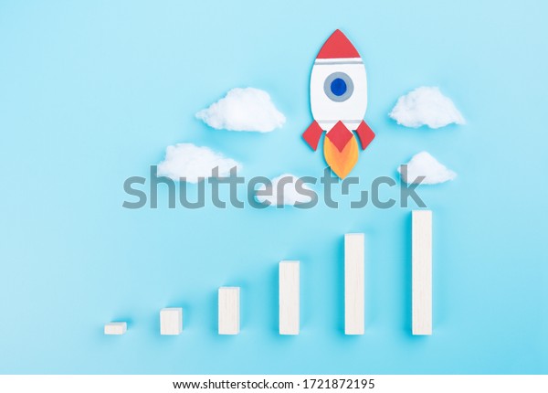 Rocket Chart On Cloud Blue Sky Stock Photo 1721872195 | Shutterstock