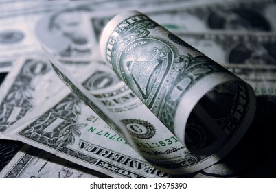 Rolled Dollar Note Other Notes Background Stock Photo 19675390 ...