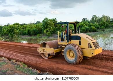 Roller Steamroller Vibratory Roller Machine Working Stock Photo ...