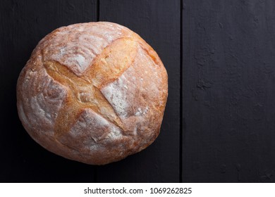 Round Bread On Black Background Bread Stock Photo 1069262825 | Shutterstock