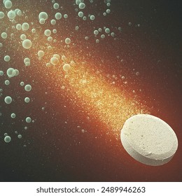 Round Tablet Dissolving Water Like Shooting AI-generated image ...