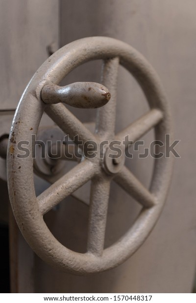 Round Valve Handle Gray Beige Background Stock Photo 1570448317 ...