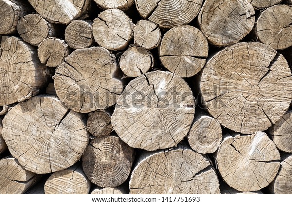 Round Wood Stack Texture Background Stock Photo 1417751693 | Shutterstock