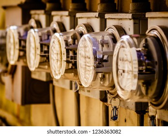Row Electric Meters Array Stock Photo (Edit Now) 1236363082