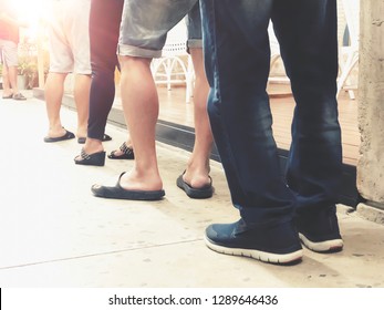 Row People Queue Waiting Something Back Stock Photo (Edit Now) 1289646436