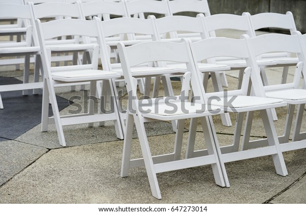 Rows Empty White Folding Chairs Set Stock Photo (Edit Now) 647273014