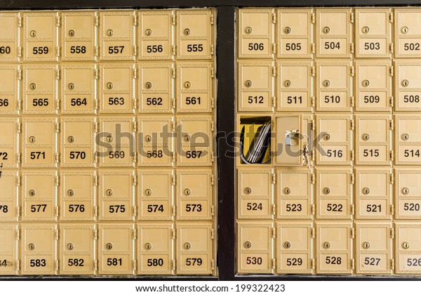 Rows Gold Post Office Boxes One Stock Photo 199322423 | Shutterstock