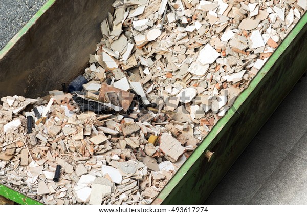 Rubble Dumpster Container Garbage Bricks Pile Stock Photo 493617274 ...