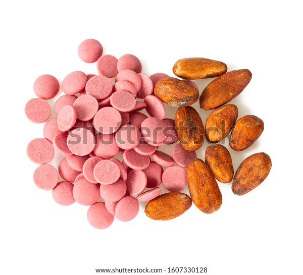 Ruby Chocolate Cocoa Beans Isolated On Stock Photo 1607330128 ...