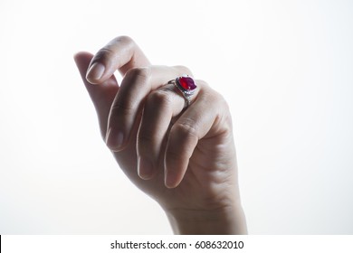 Ruby Diamond Ring On Ring Finger Stock Photo 608632010 | Shutterstock