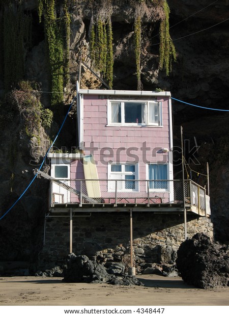 Run Down Shack Built Right On Stock Photo (Edit Now) 4348447