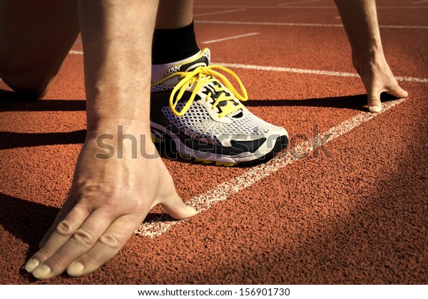 Runner Stadium Start Position Hands On Stock Photo 156901730 | Shutterstock