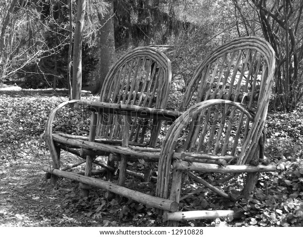 Rustic Bench Made Tree Branches Stock Photo (Edit Now) 12910828
