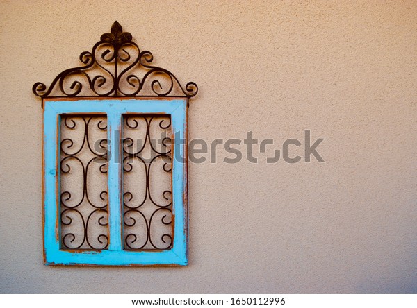 Rustic Blue Window Frame On Stucco Stock Photo 1650112996 | Shutterstock