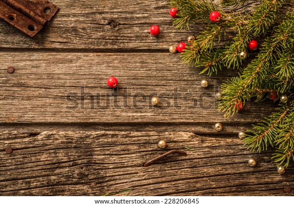 Rustic Christmas Background Aged Barn Wood Stock Photo 228206845 ...