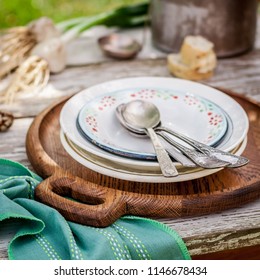Rustic Summer Dinner Table Setting Soup Stock Photo 1146678434 ...