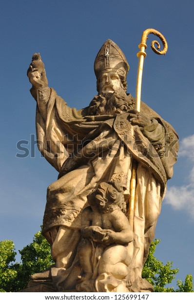 Saint Augustine Statue Holding Burning Heart Stock Photo (Edit Now ...