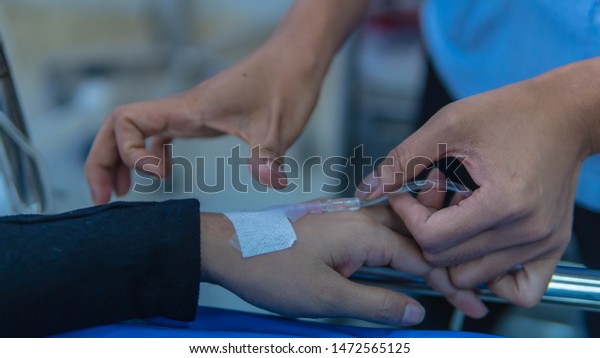 Saline Injection Injecting Saline Solution Into Stock Photo 1472565125 ...