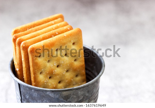 Salty Rectangular Crackers Galvanized Bucket On Stock Photo 1637619649 ...