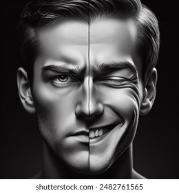 Half Face Young Man Old Man AI-generated image 2547593095 | Shutterstock
