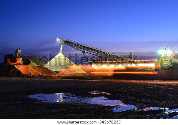 Sand Mining Night Shift Sunset Sky Stock Photo (Edit Now) 343678235