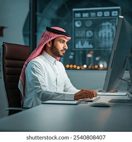 Saudi Man Manages Companys Financial Accounts AI-generated image ...
