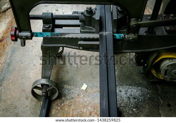 Saw Machine Cut Rectangular Steel Length Stock Photo 1438259825 ...
