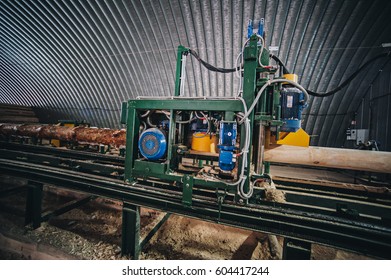 Sawmill Process Machining Logs Machine Closeup Stock Photo 604417244 ...