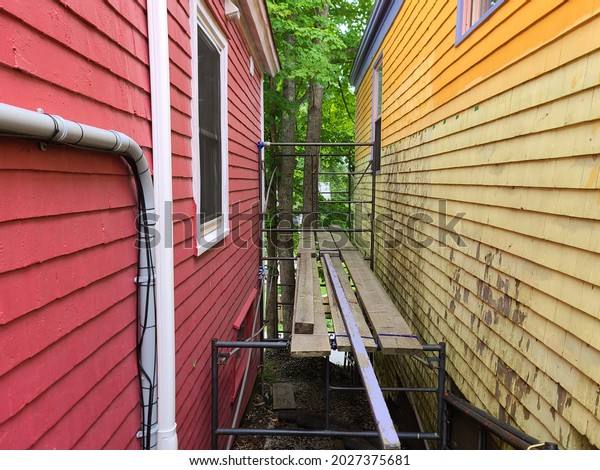 Scaffolding Setup Between Two Buildings Small Stock Photo 2027375681 ...