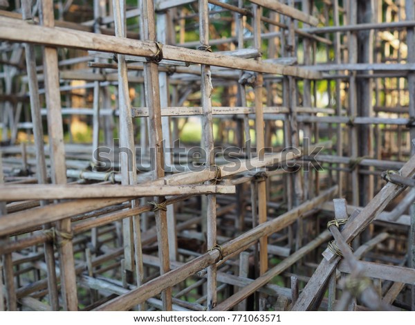 Scaffolding Timber Temporary Skeleton Frame Construction Stock Photo ...