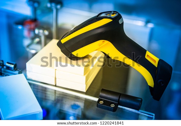 Scan Barcodes Marking On Boxes Scanner Stock Photo 1220241841 ...